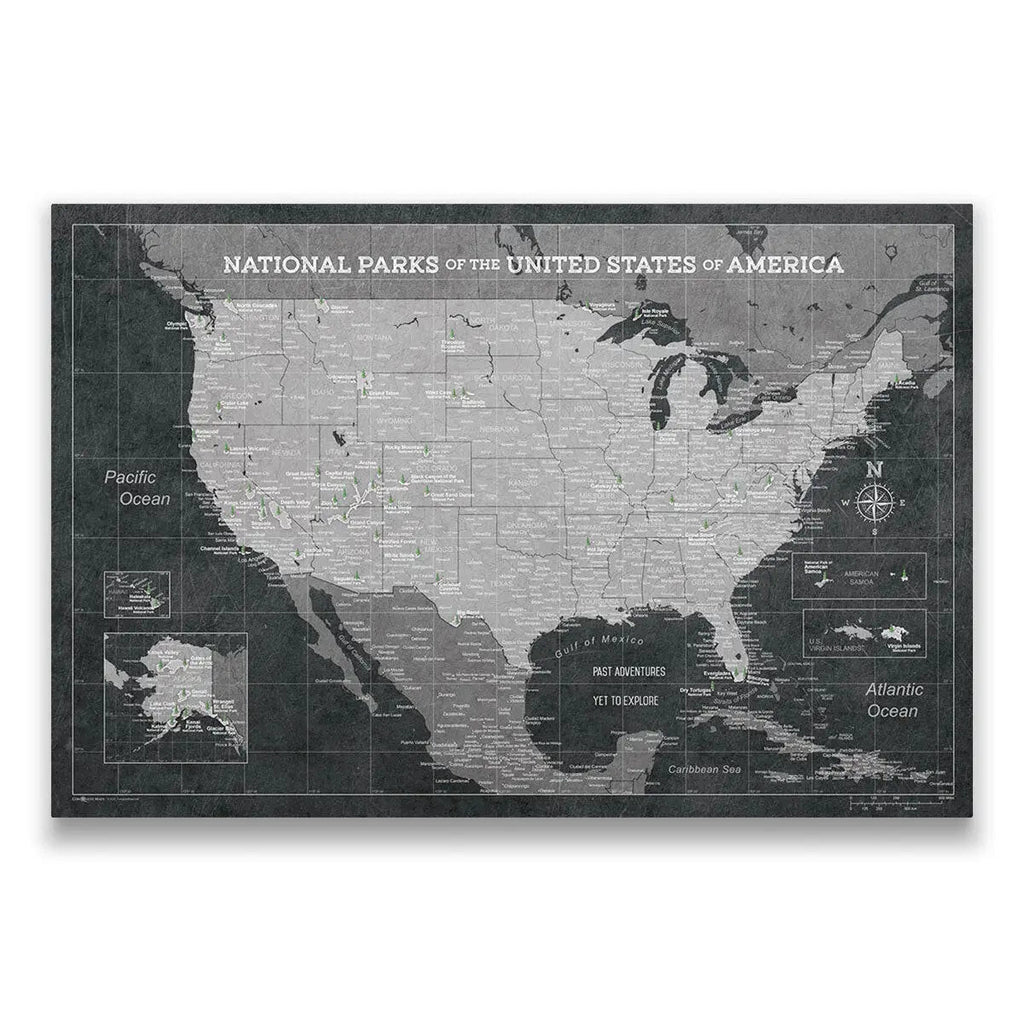 Push Pin National Parks Map - Modern Slate - Pins Included! – Historia