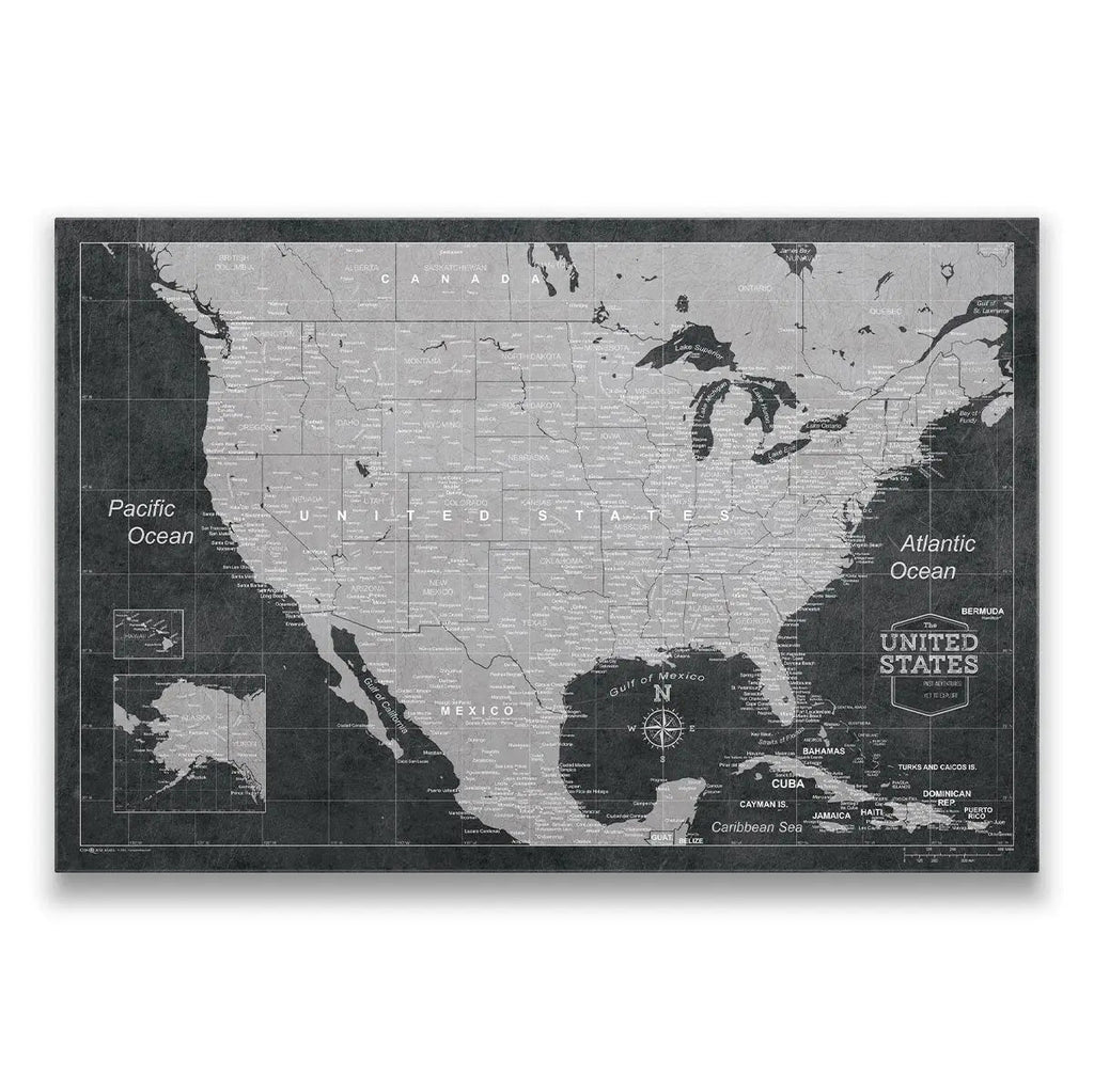 Push Pin USA Map Pin Board - Modern Slate - Pins Included! – Historia